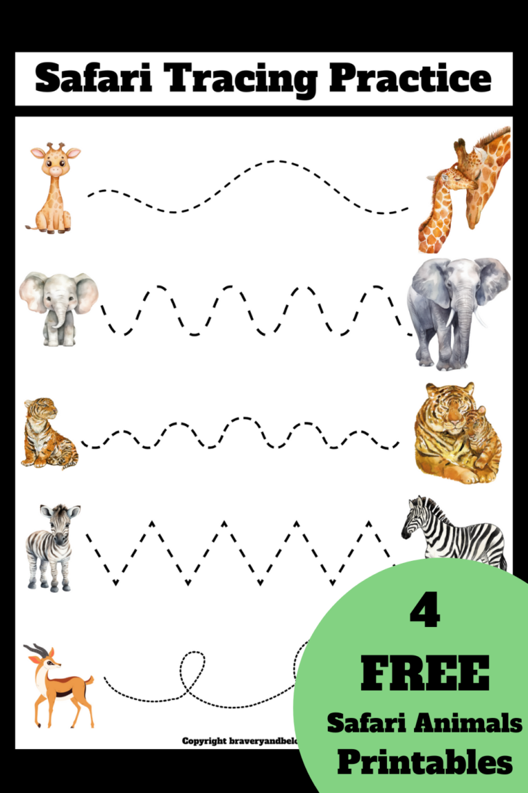 Safari Animals Printables for Preschoolers