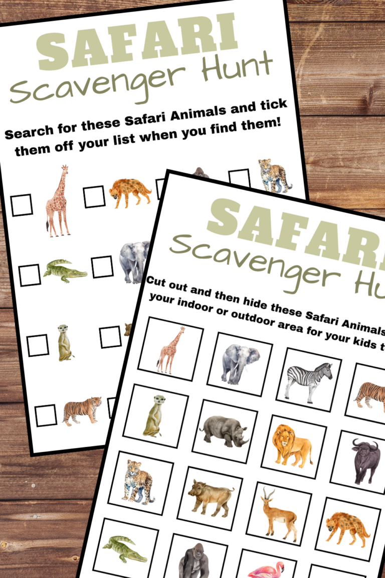 Safari Scavenger Hunt Free Printable