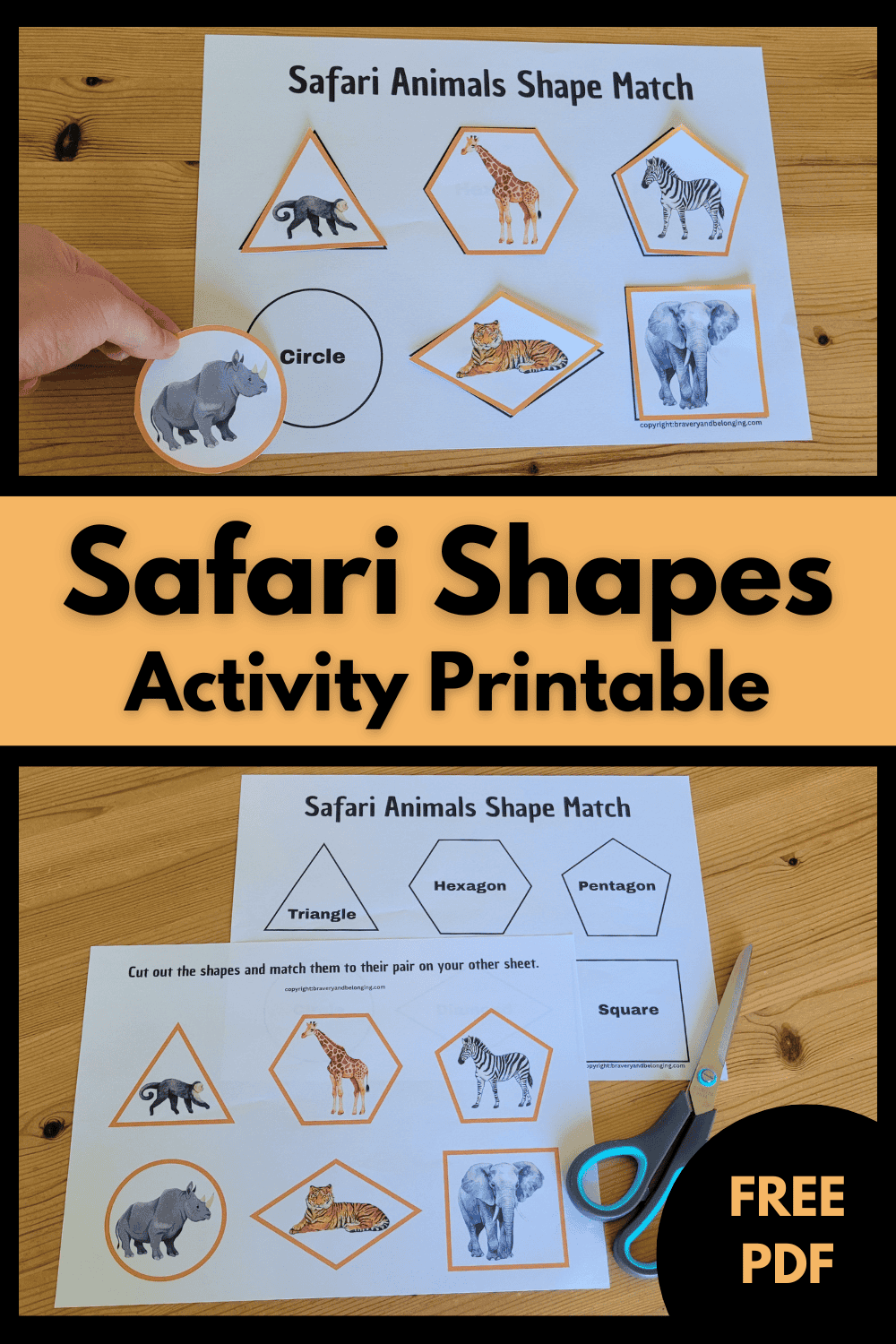 Safari Shapes Activity [Free Printable]
