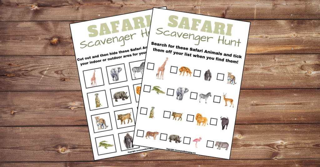 safari scavenger hunt free printable Archives