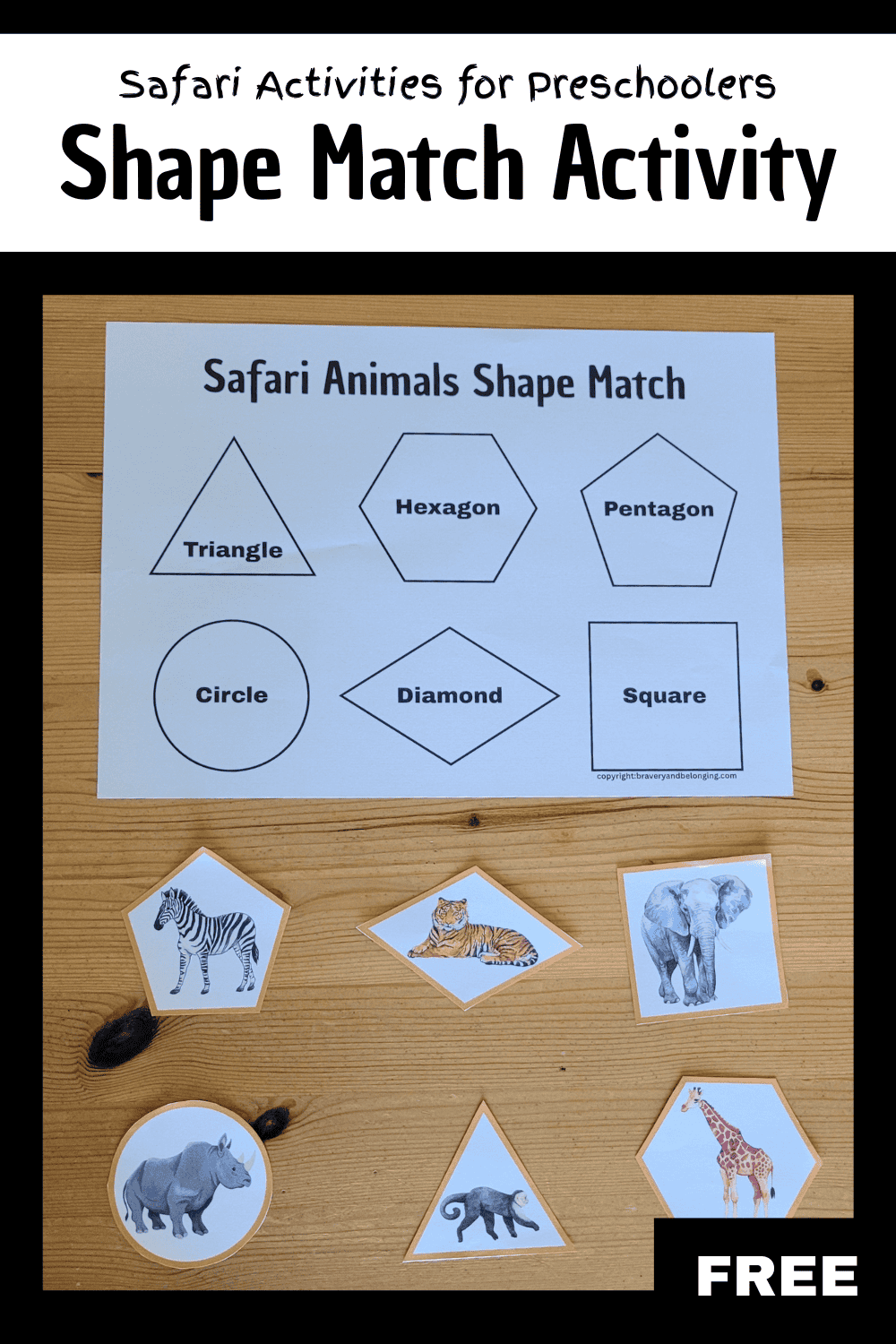 Safari Shapes Activity [Free Printable]