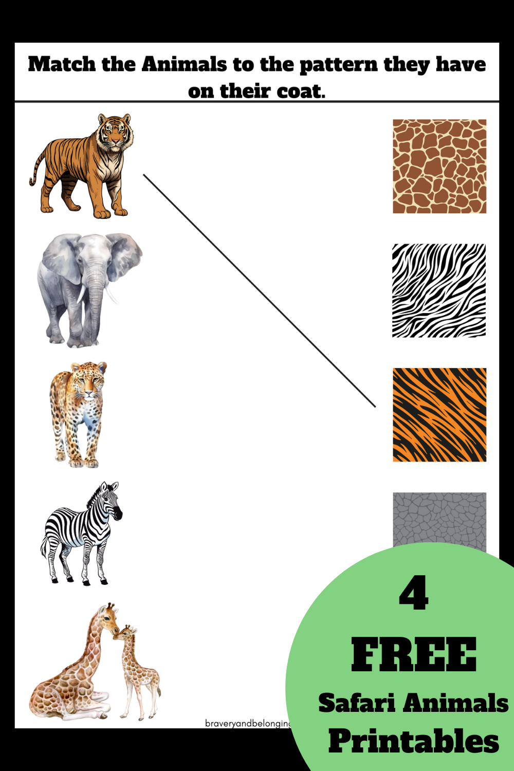 Safari Animals Printables for Preschoolers