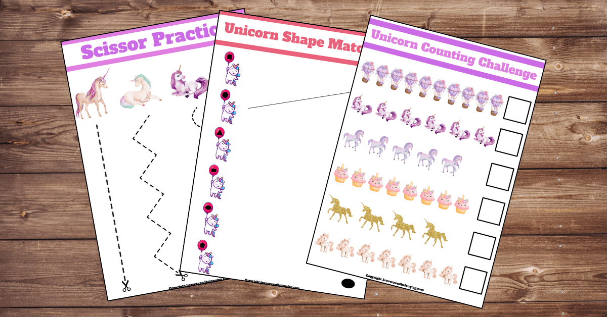 FREE Unicorn Preschool Worksheets