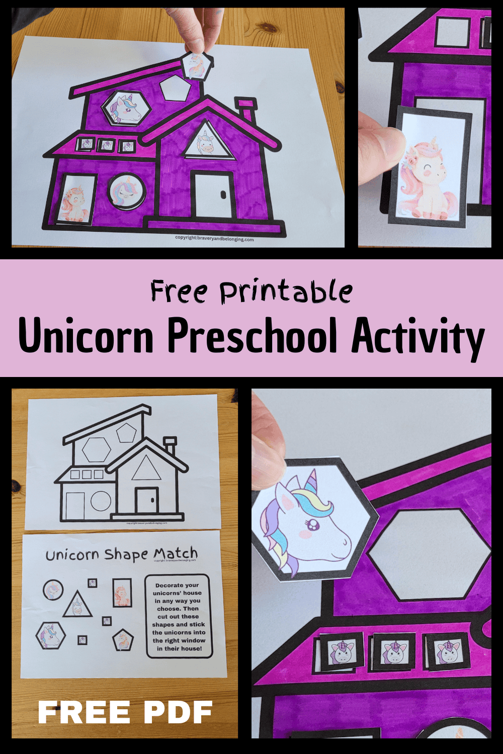 Free Unicorn Preschool Shape Activity