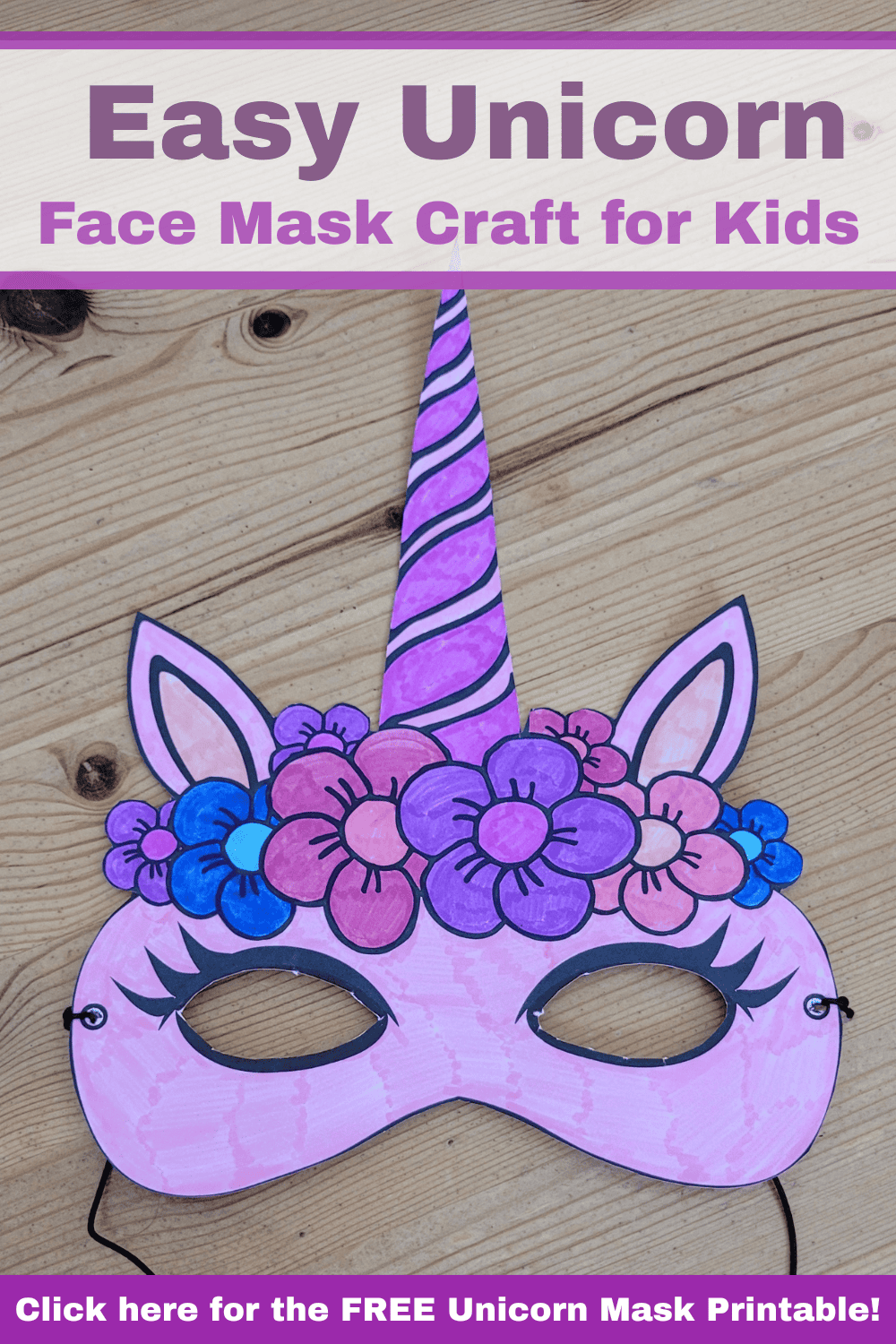 Unicorn Face Mask for Kids [FREE Template included!]