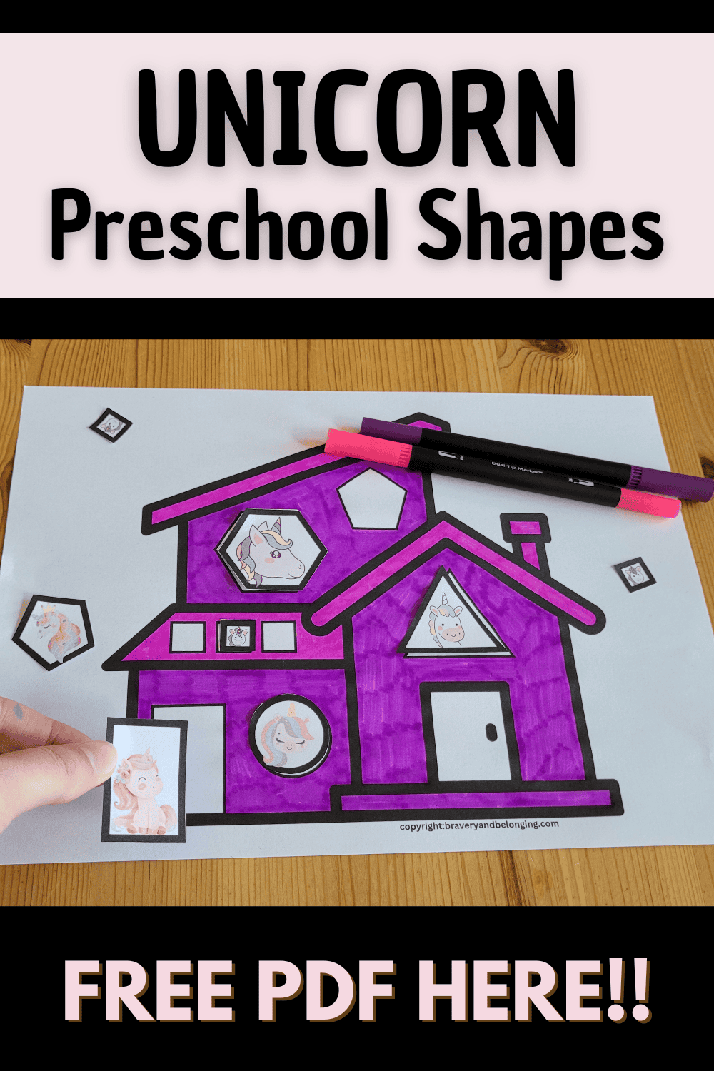 Free Unicorn Preschool Shape Activity