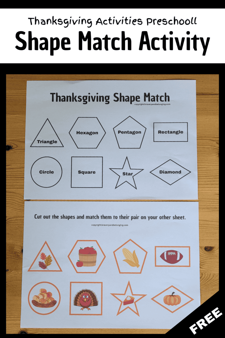 Thanksgiving Shapes Preschool Printable [FREE]