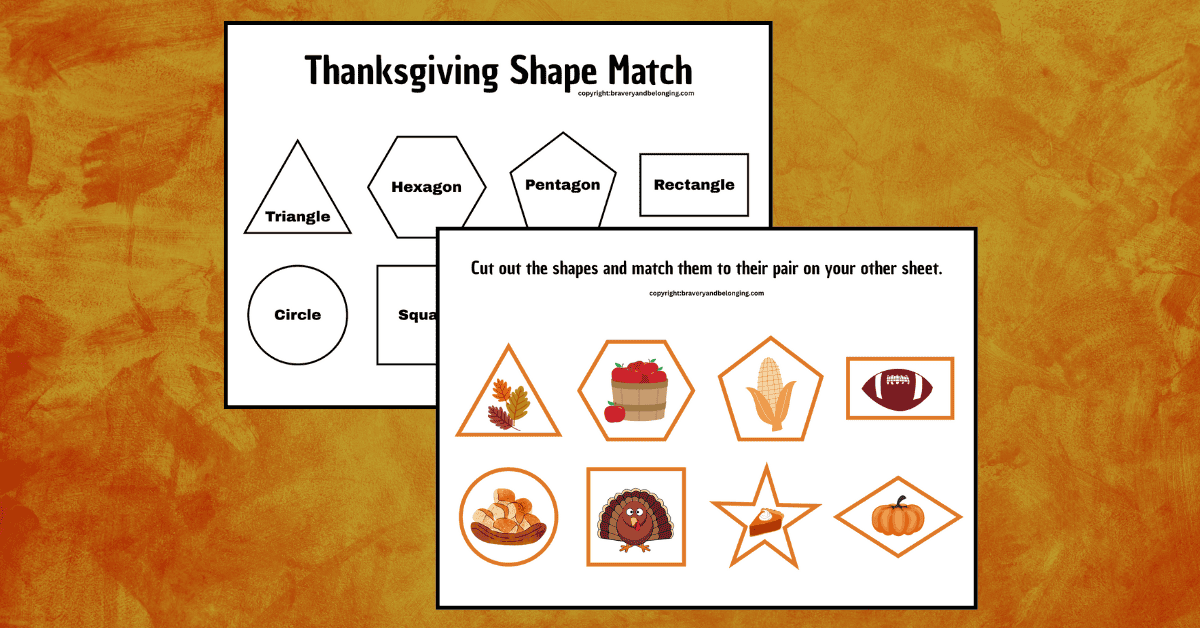 Thanksgiving Shapes Preschool Printable [FREE]